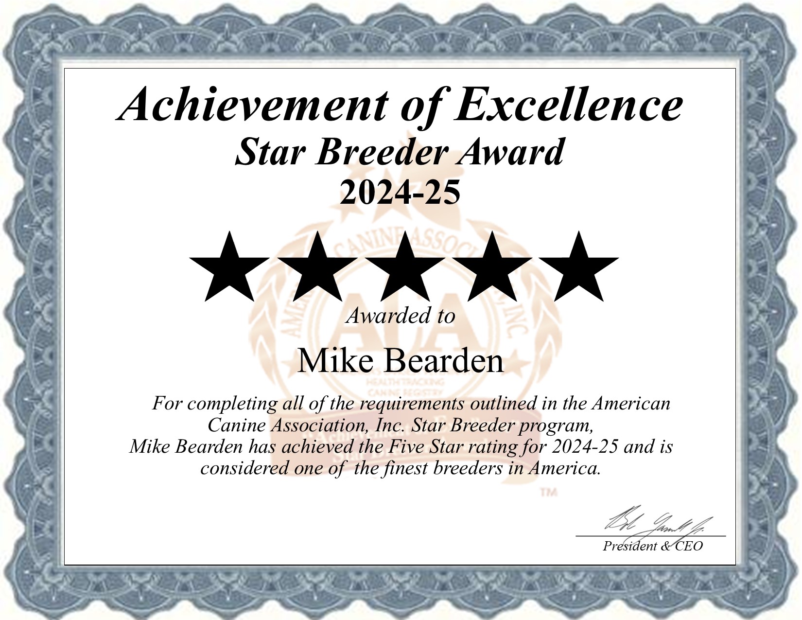 Mike Bearden Star Dog Breeder